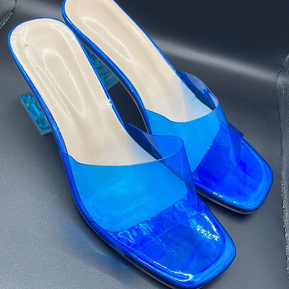 SHEIN | Shoes | Clear Strap Pyramid Heeled Mule Sandals | Poshmark